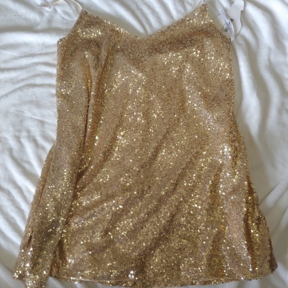 Liz Louize | Dresses | Gold Sequin Prom Dress Bridesmaid Plus Size 22 ...